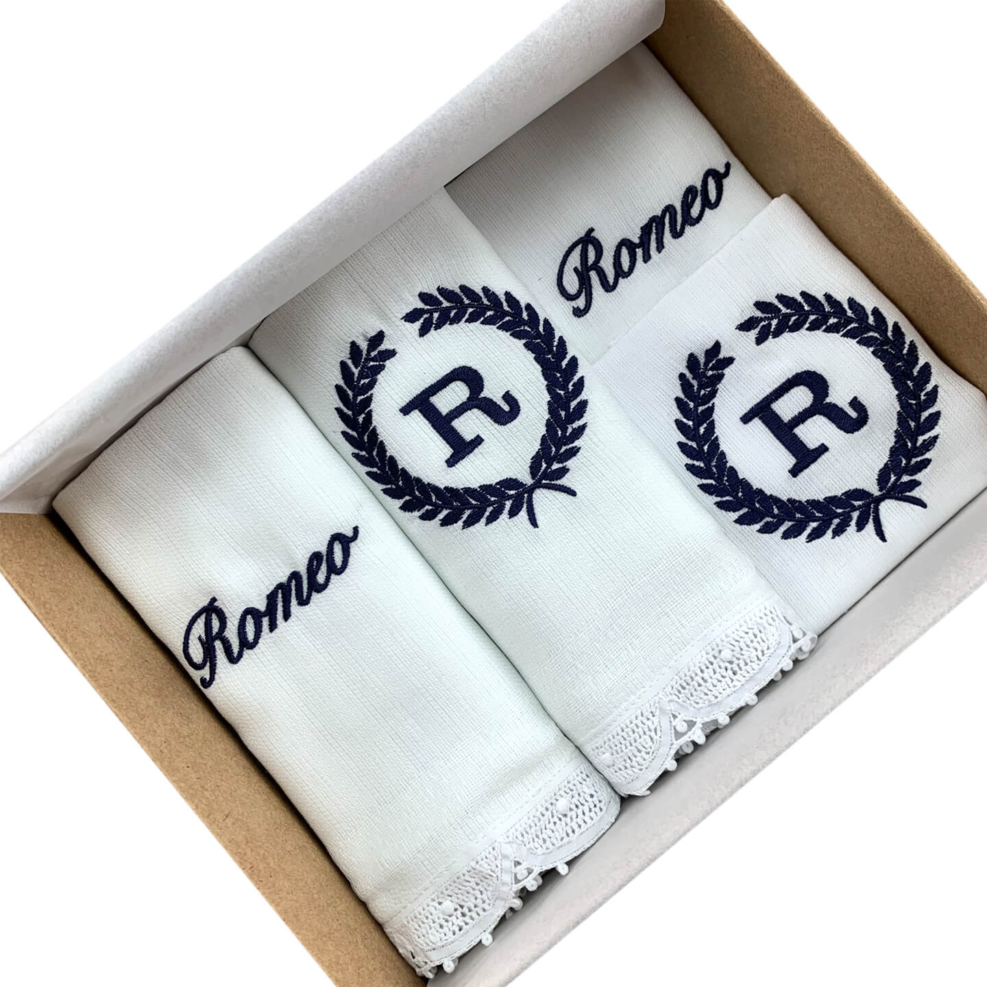 Kit personalizado renda renascença nome + iniciais